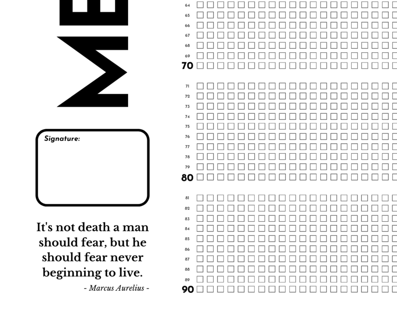 Stoicism Life Calendar Weeks 90 Years of Life in Weeks - Etsy Canada