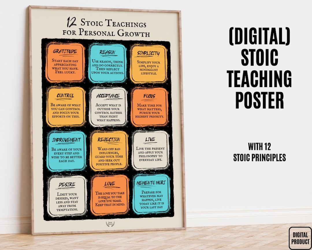 Stoicism Keys for Self Growth Mindset Poster Print, Stoicism Principles ...