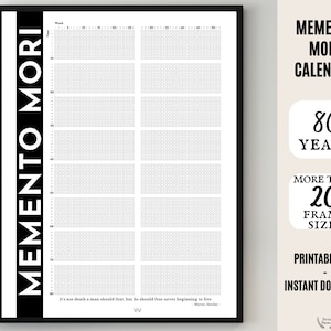 Printable Memento Mori Calendar Weeks of Life Poster, Stoicism Calendar ...