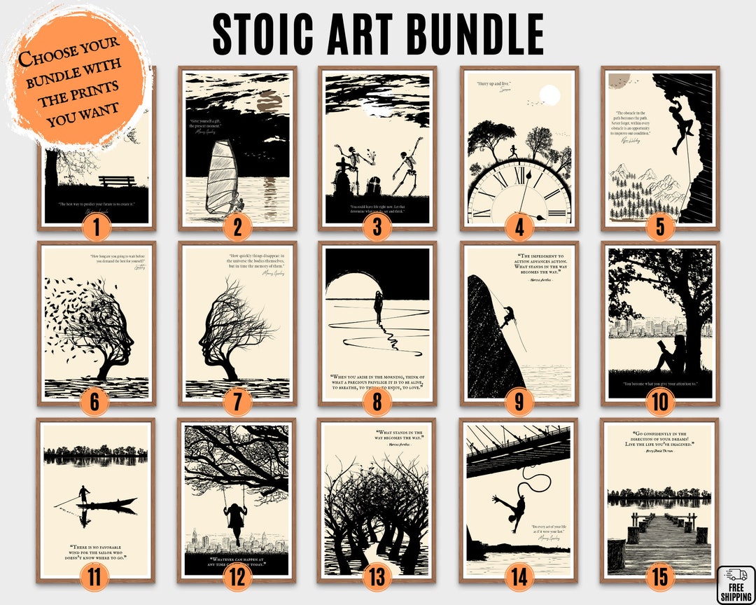 Stoic Art Print Set: Marcus Aurelius, Seneca, Epictetus Poster Bundle ...