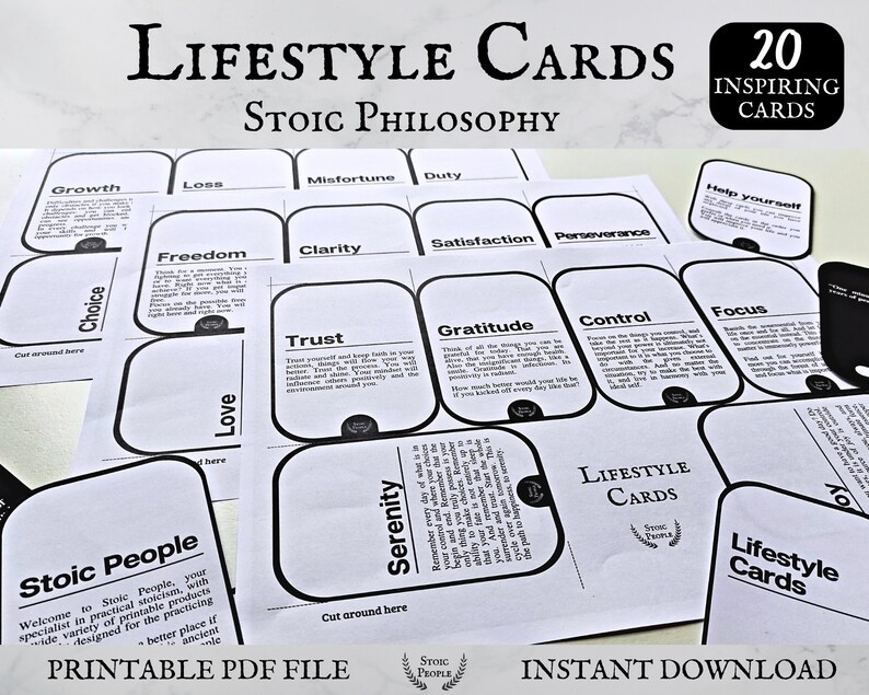 Self-knowledge Cards Stoicism Card Game 20 Personal Growth - Etsy