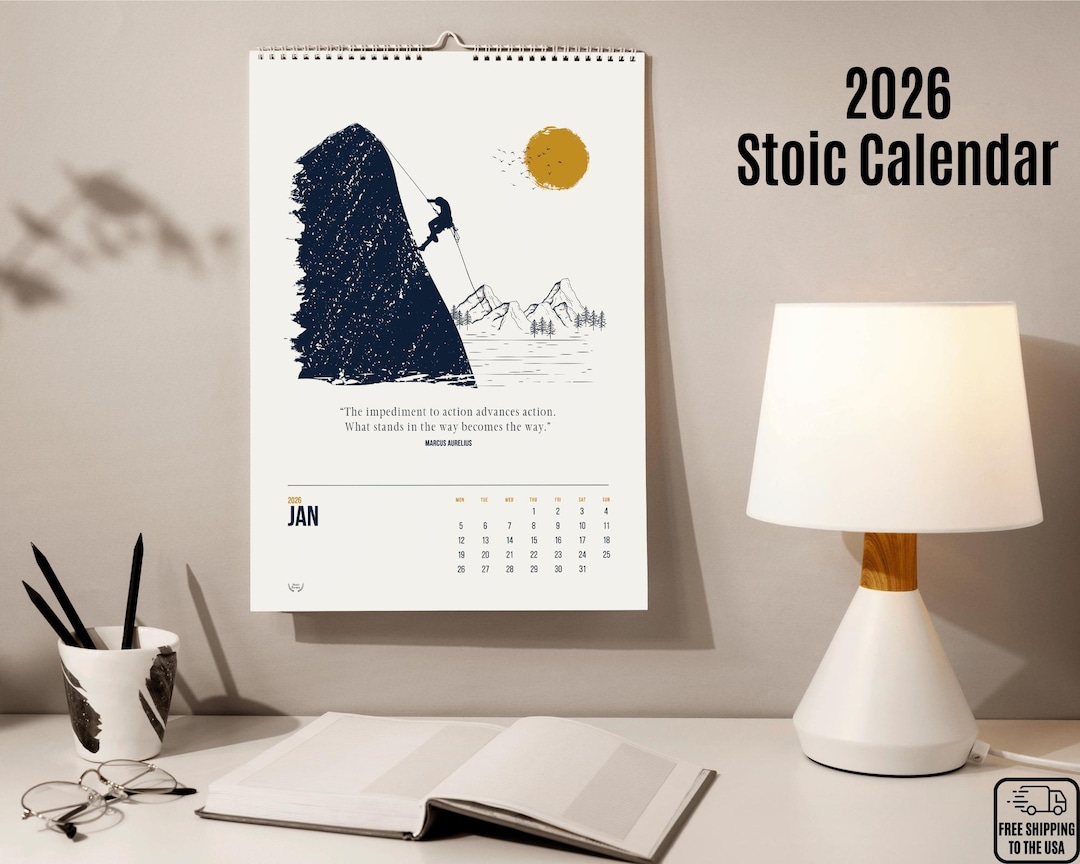 Stoic Art 2026 Calendar for Wall: Monthly Stoic Quotes by Marcus ...