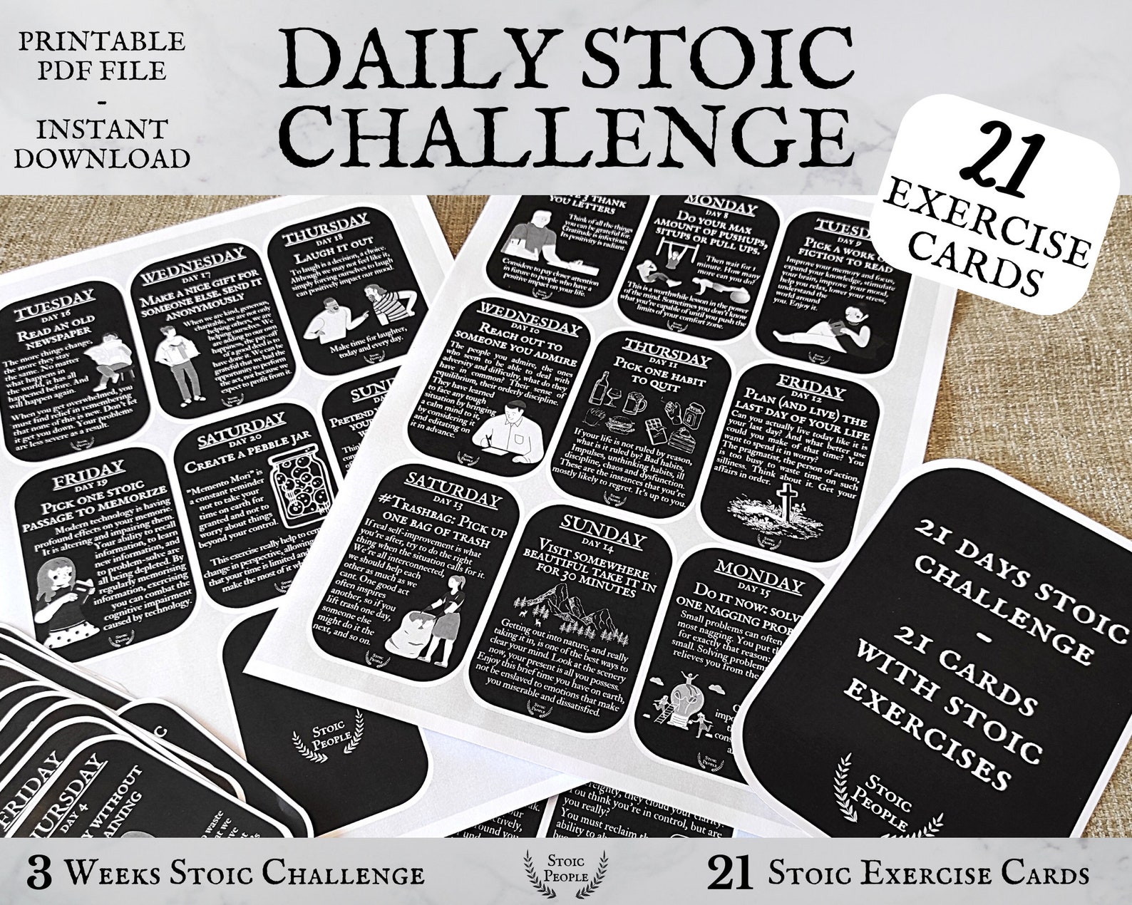 Stoic Practice Card Deck Stoicism Cards Game Daily Stoic | Etsy