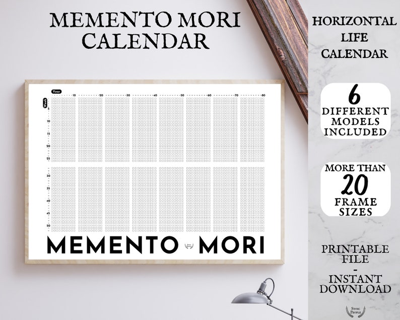 Stoicism Memento Mori Landscape Calendar Stoic Life in Weeks - Etsy Ireland