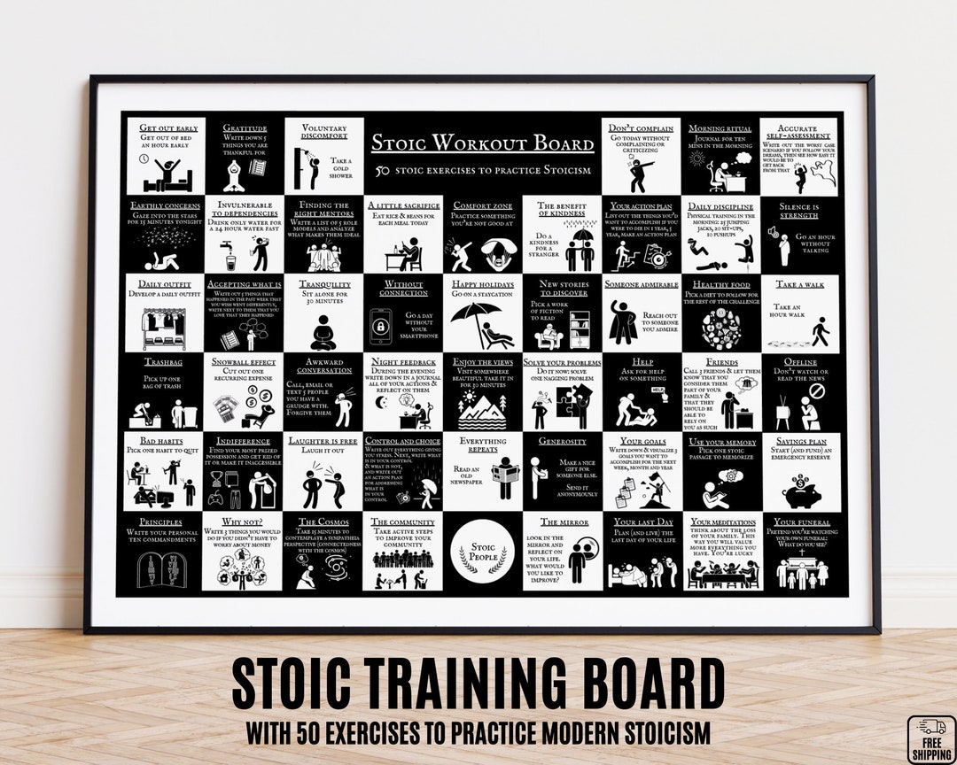 Stoic Training Poster: 50 Self-growth Exercises, Stoicism Philosophy - Etsy
