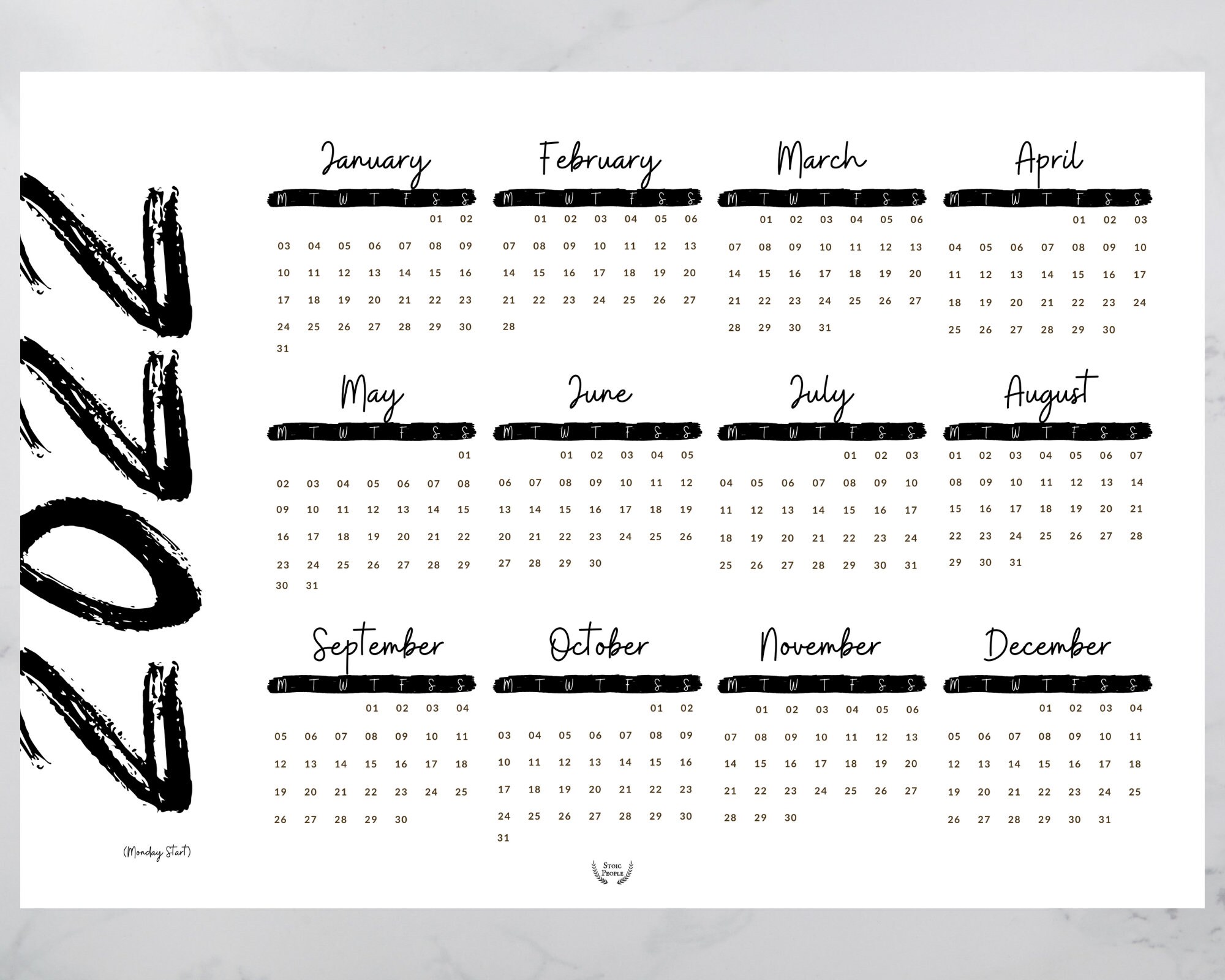Printable 2022 Minimalist Calendar Print Stoicism 2022 | Etsy