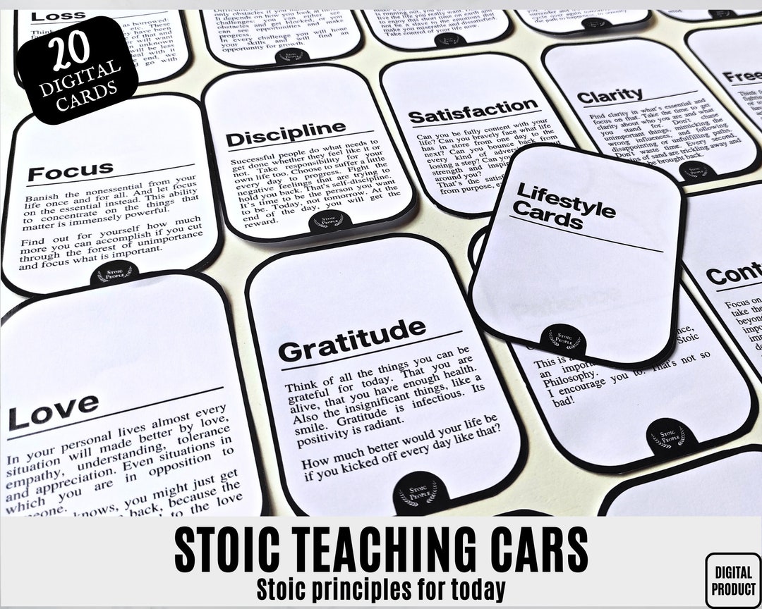 Self-knowledge Cards, Stoicism Card Game, 20 Personal Growth Cards ...