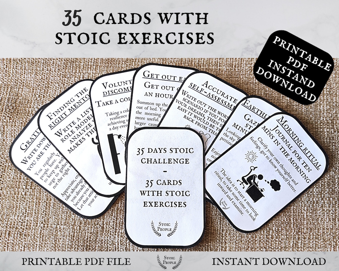 Stoicism Cards Stoic Exercise Challenge Cards Daily Stoic - Etsy