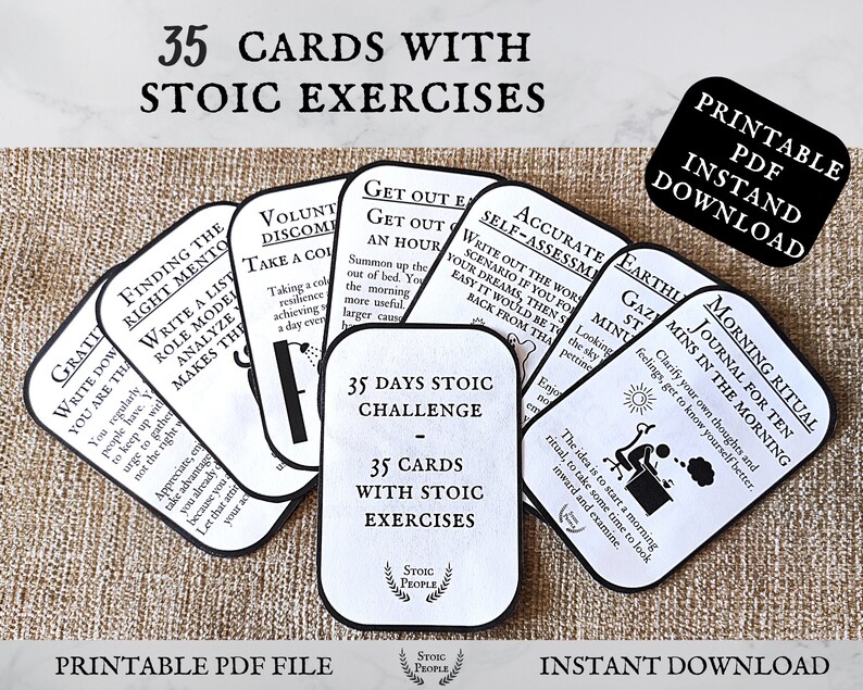 Stoicism Cards Stoic Exercise Challenge Cards Daily Stoic - Etsy