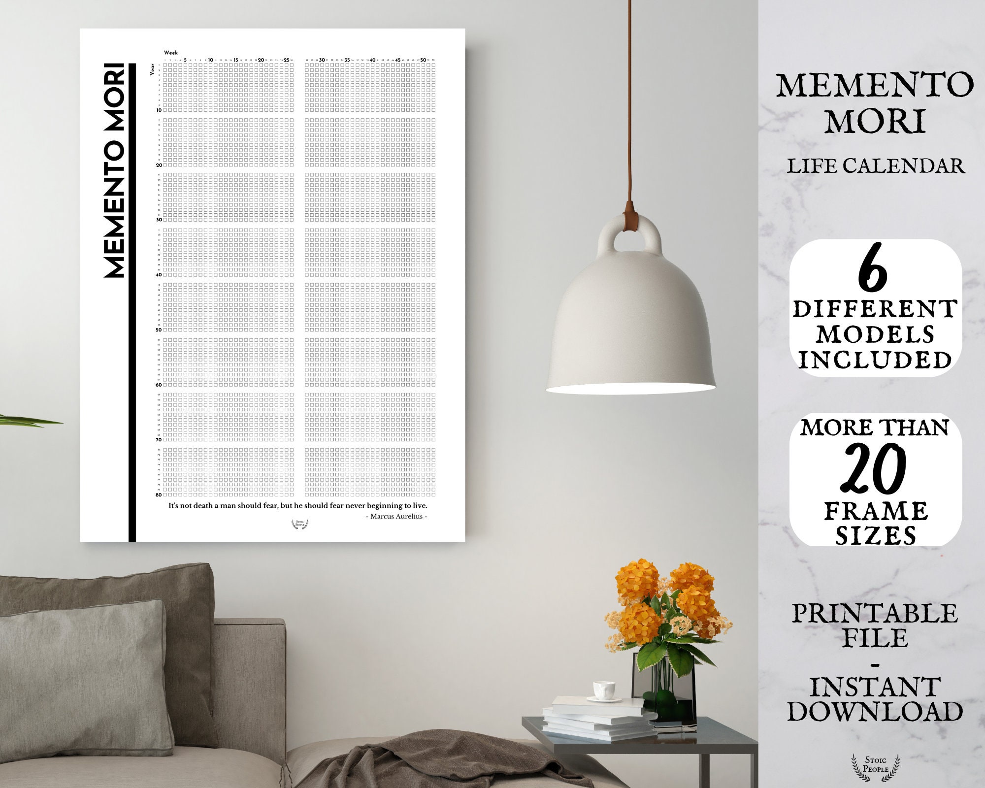 Memento Mori Life Calendar Stoicism Life in Weeks Calendar | Etsy