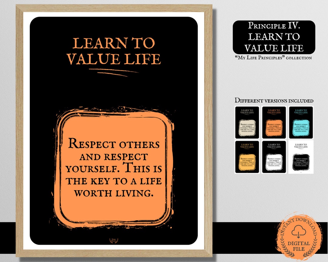 Respect Definition Poster for Classroom, Self Respect Quote Printable ...