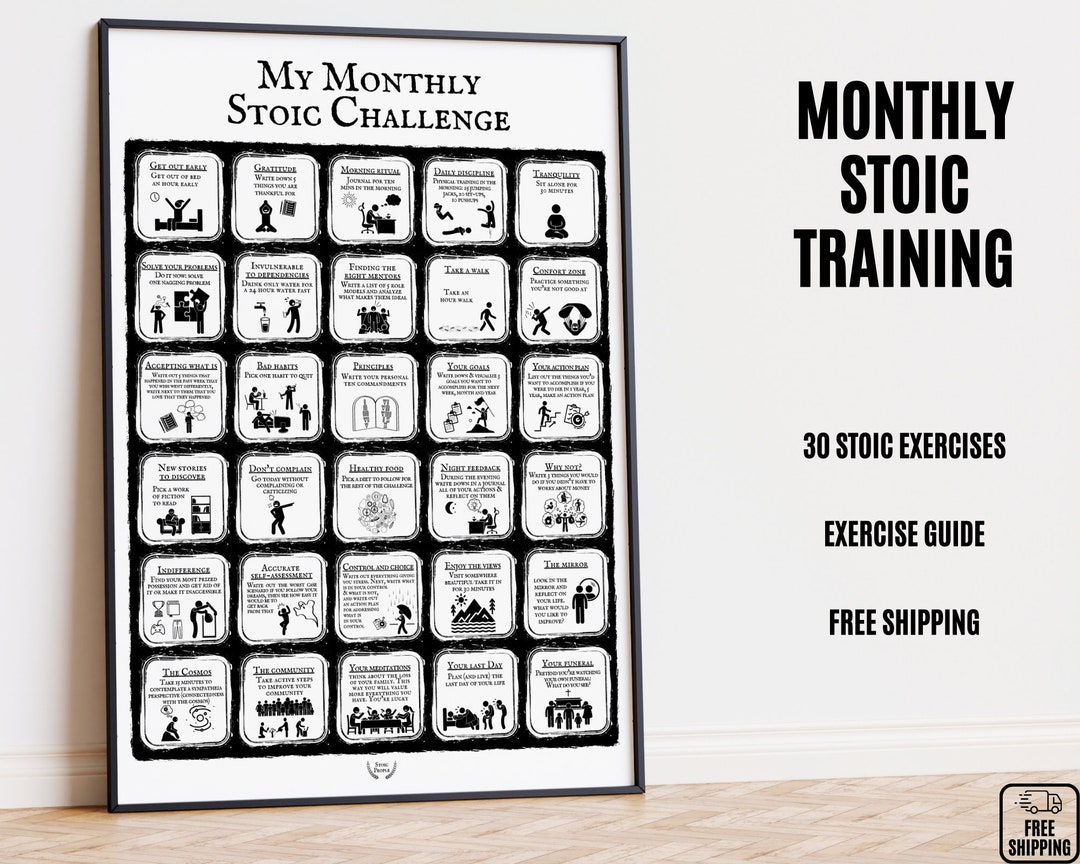 Stoicism Teachings Monthly Stoic Poster, Monthly Stoic Board Practical ...