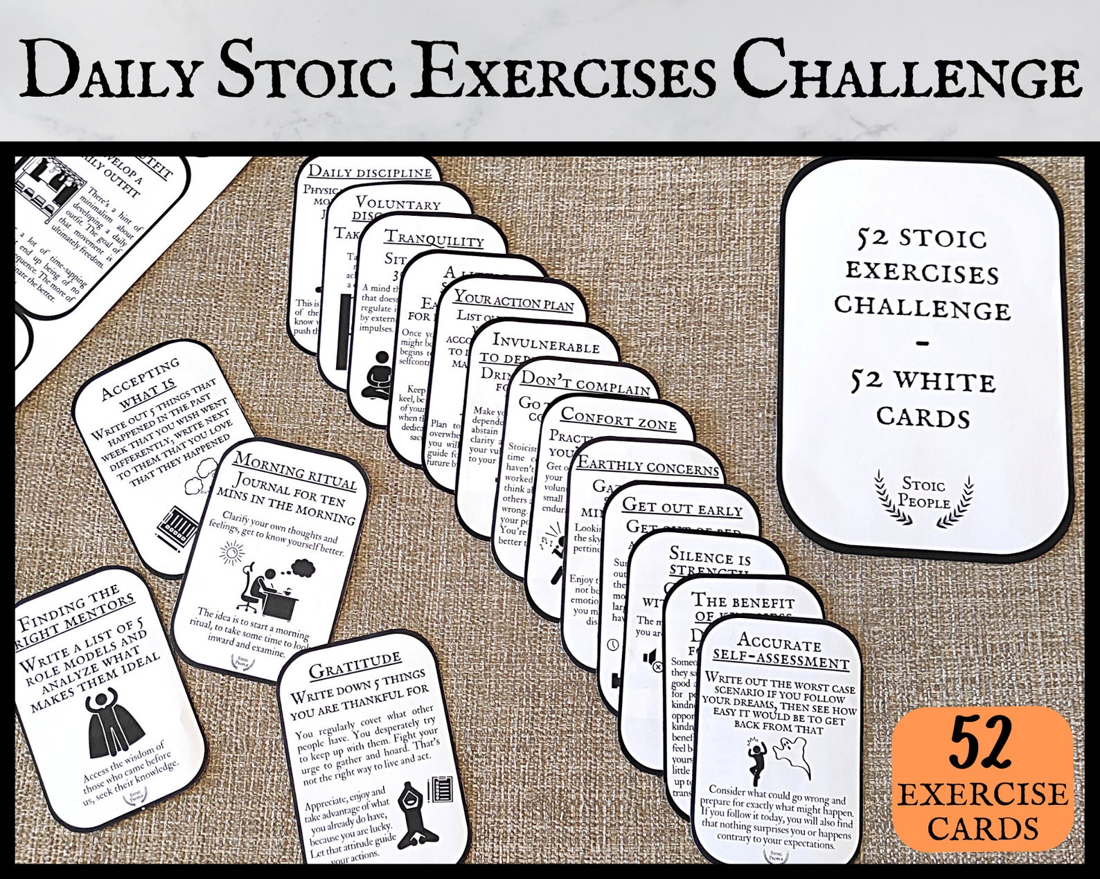 Daily Stoic Card Set Stoicism Exercise Card Deck Stoic - Etsy