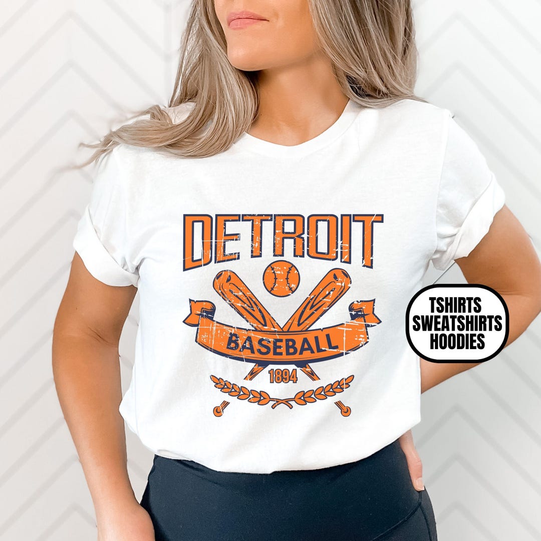 Vintage Style Detroit Baseball Crewneck Sweatshirt, Mens & Womens Game ...