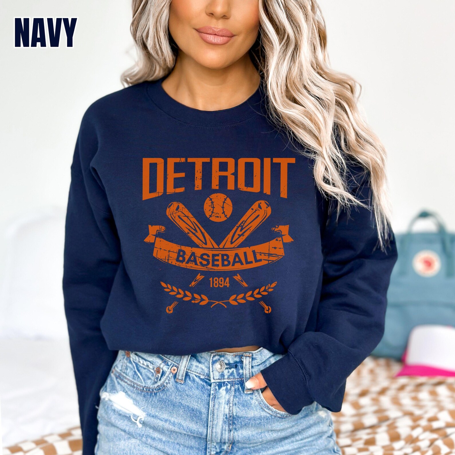 Vintage Style Detroit Baseball Crewneck Sweatshirt, Mens & Womens Game ...
