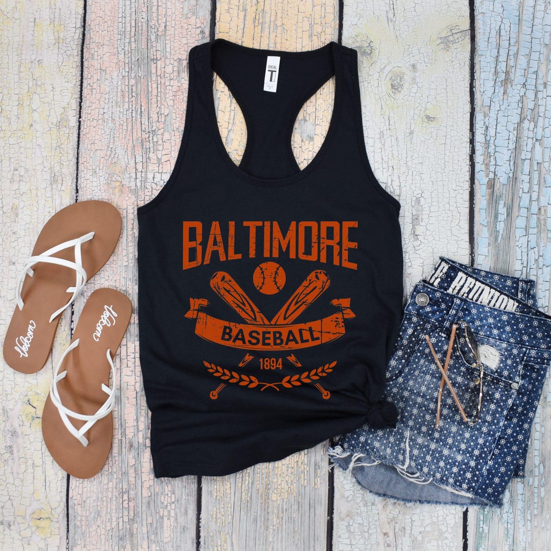 Womens Slim Fit Vintage Style Baltimore Baseball Racerback Tank Top ...