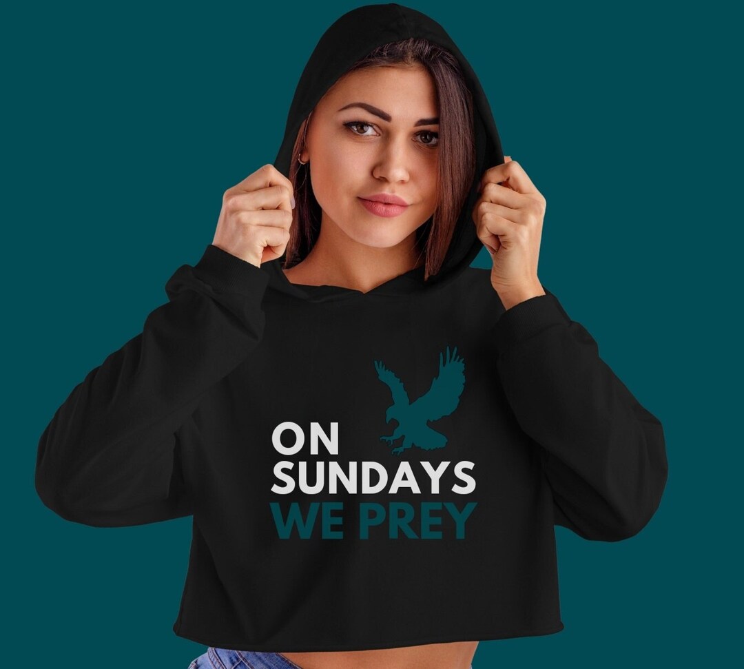 On Sundays We Prey Cropped Hoodie, Womens Philadelphia Sports Crop Top ...