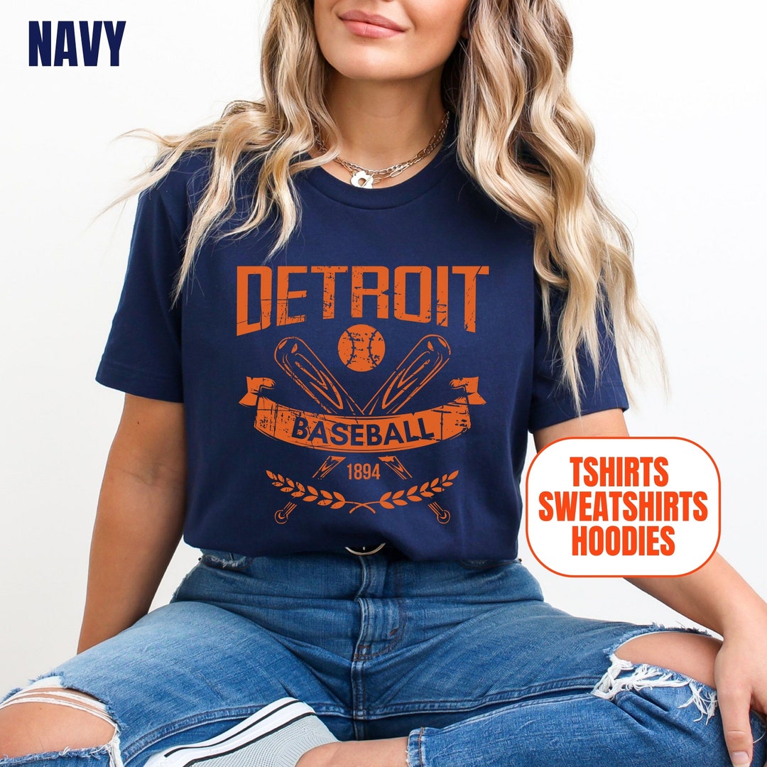 Vintage Style Detroit Baseball Crewneck Sweatshirt, Mens & Womens Game ...