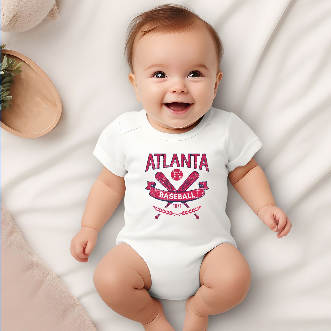 Infant Vintage Style Atlanta Baseball Bodysuit, Baby Game Day Apparel ...
