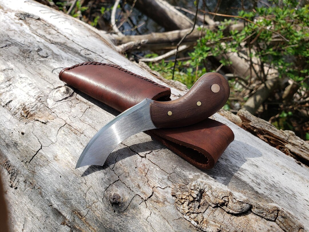 Mini Bushcraft Knife With Handmade Leather Sheath - Etsy