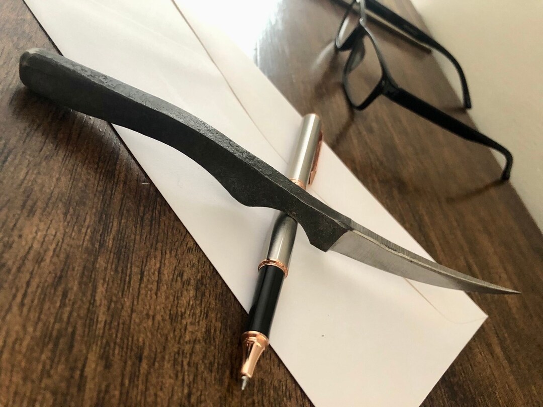 Hand Forged Steel Letter Opener: Rustic Desk Accessory - Etsy
