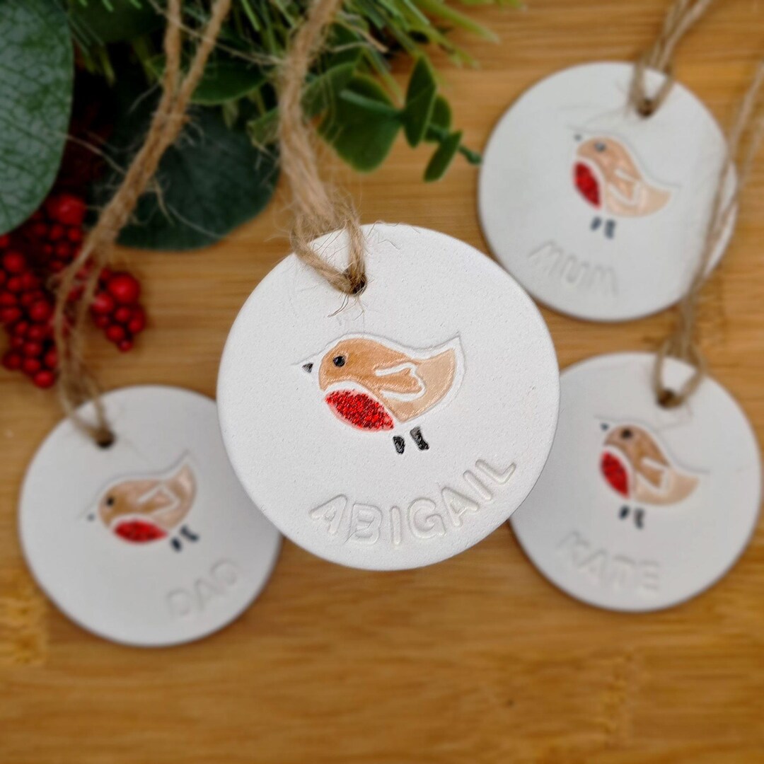 Robin Gift Tags Personalised Christmas Gift Tags, Handmade Clay Gift ...