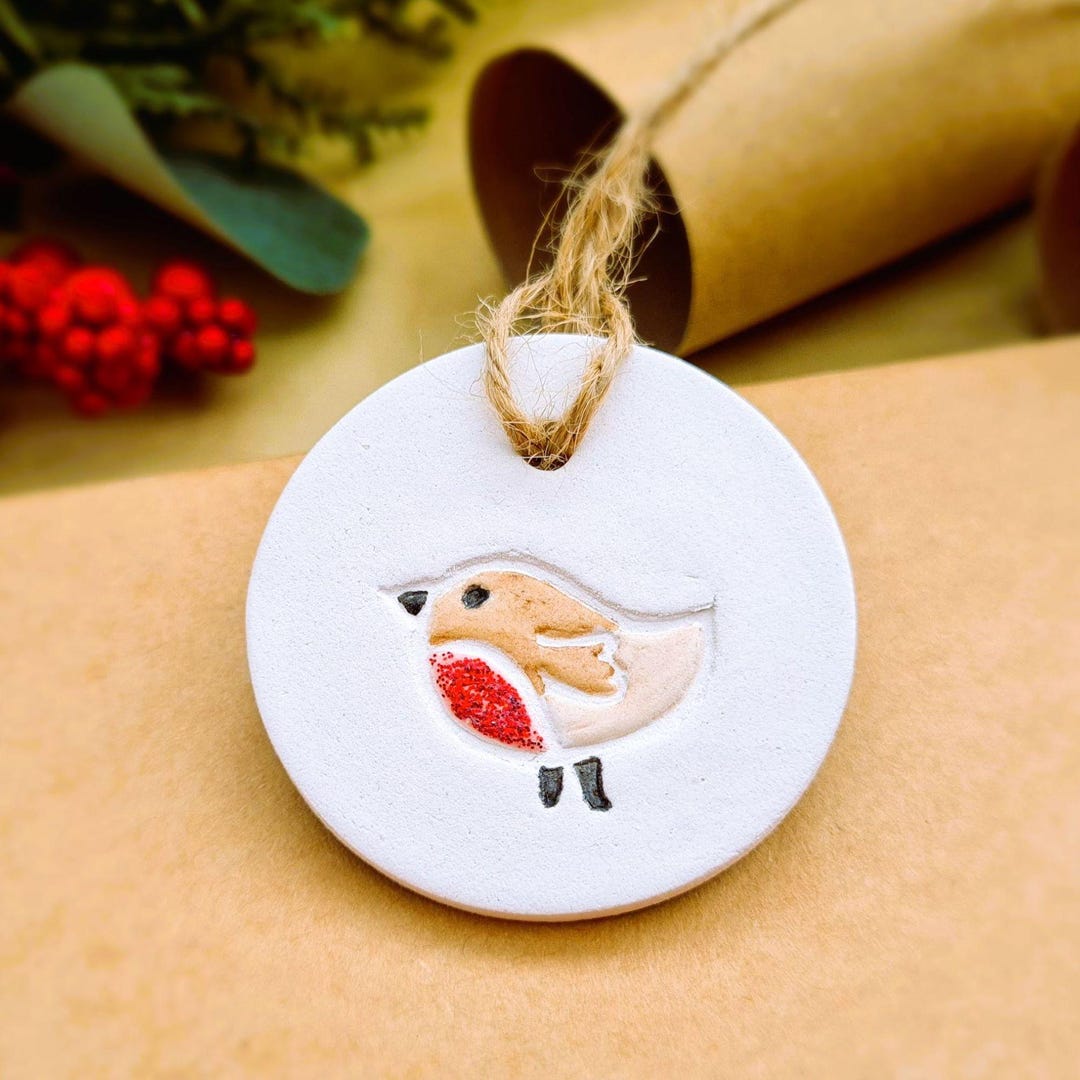 Christmas Robin Gift Tags Handmade Clay Tags, Robin Gift, Christmas ...