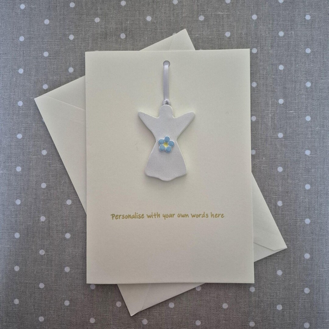 Forget Me Not and Angel Keepsake Card, Personalised Sympathy Gift - Etsy UK