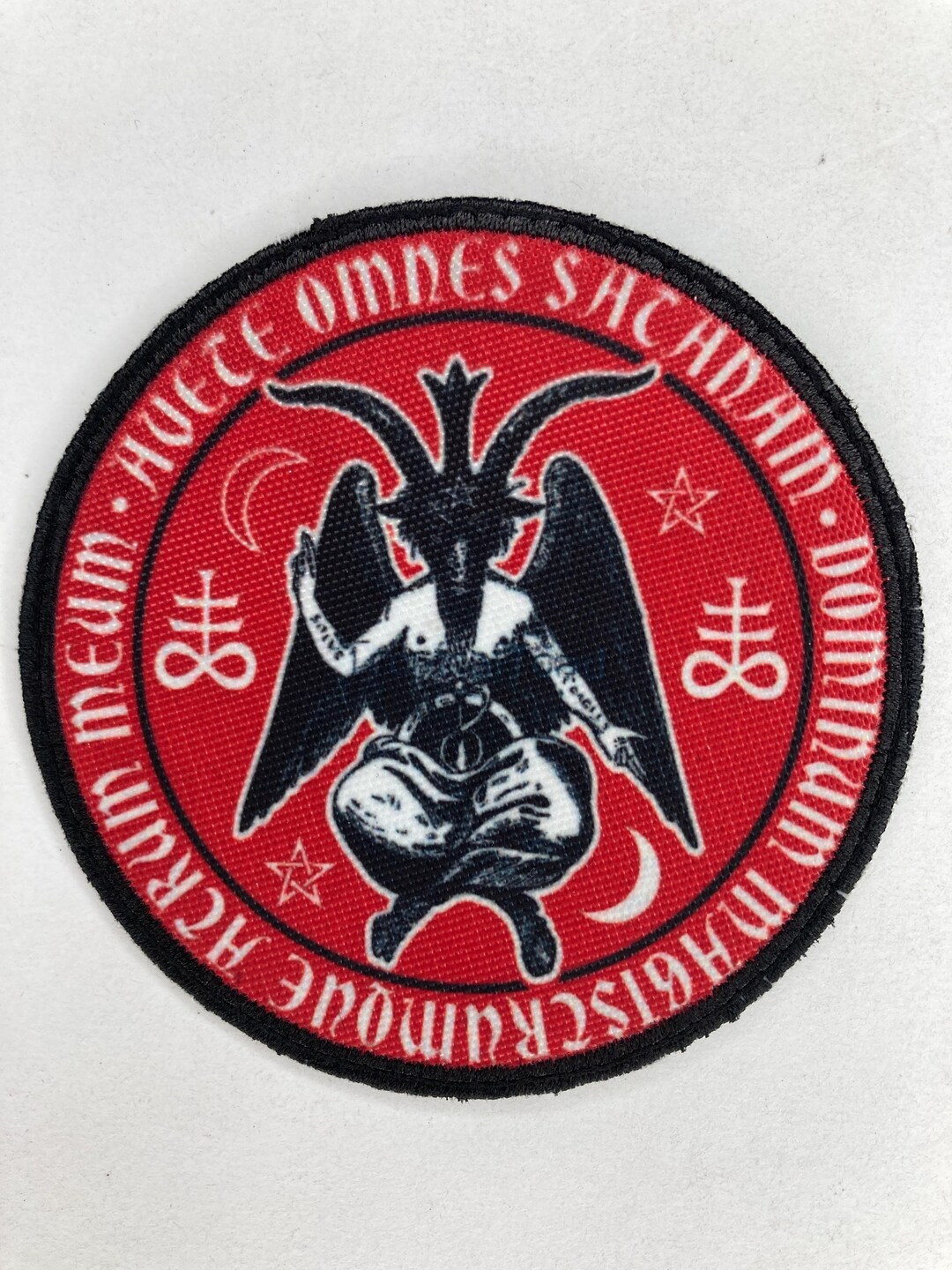 Baphomet Iron on or Sew on Patch for Jackets Evil Devil 666 Satanic Pentagram Rock Black Metal ...