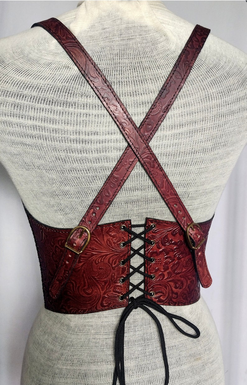 Embossed Viking Leather Corset, Medieval Leather Under-bust Corset ...