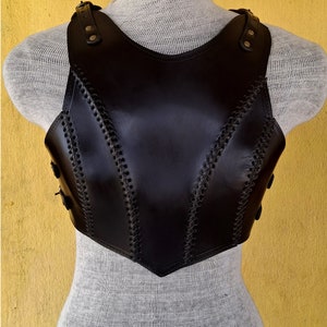 Warrior Armor, Black Leather Female Viking Chest-plate LARP Cosplay ...