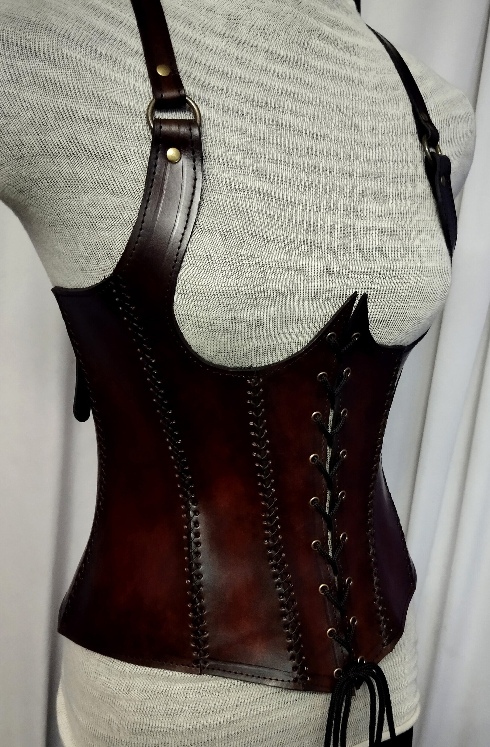 Viking, Gothic-steampunk-medieval Leather Under-bust Corset, LARP ...