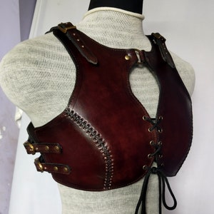 Shieldmaiden Warrior Armor, Antique Brown Leather Female Viking Chest-plate LARP Cosplay ...