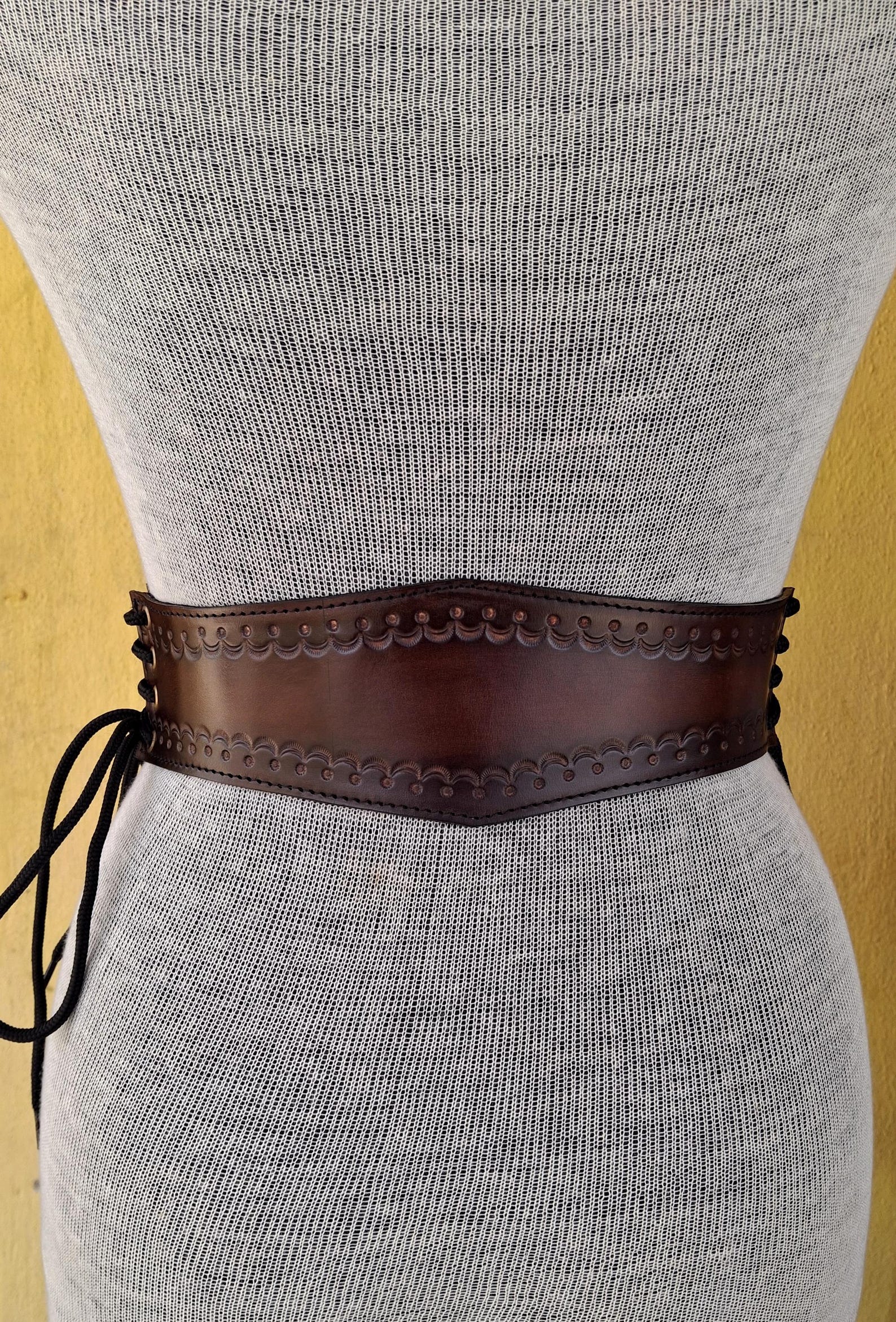Handmade Tooled Leather Medieval Corset Belt: Viking LARP Waist Cincher ...