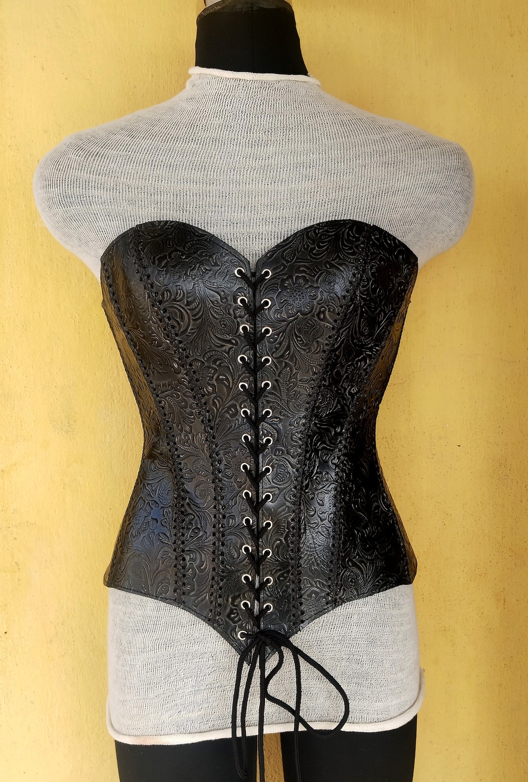 Gothic, Steampunk Embossed Floral Design Black Medieval-larp Handmade ...