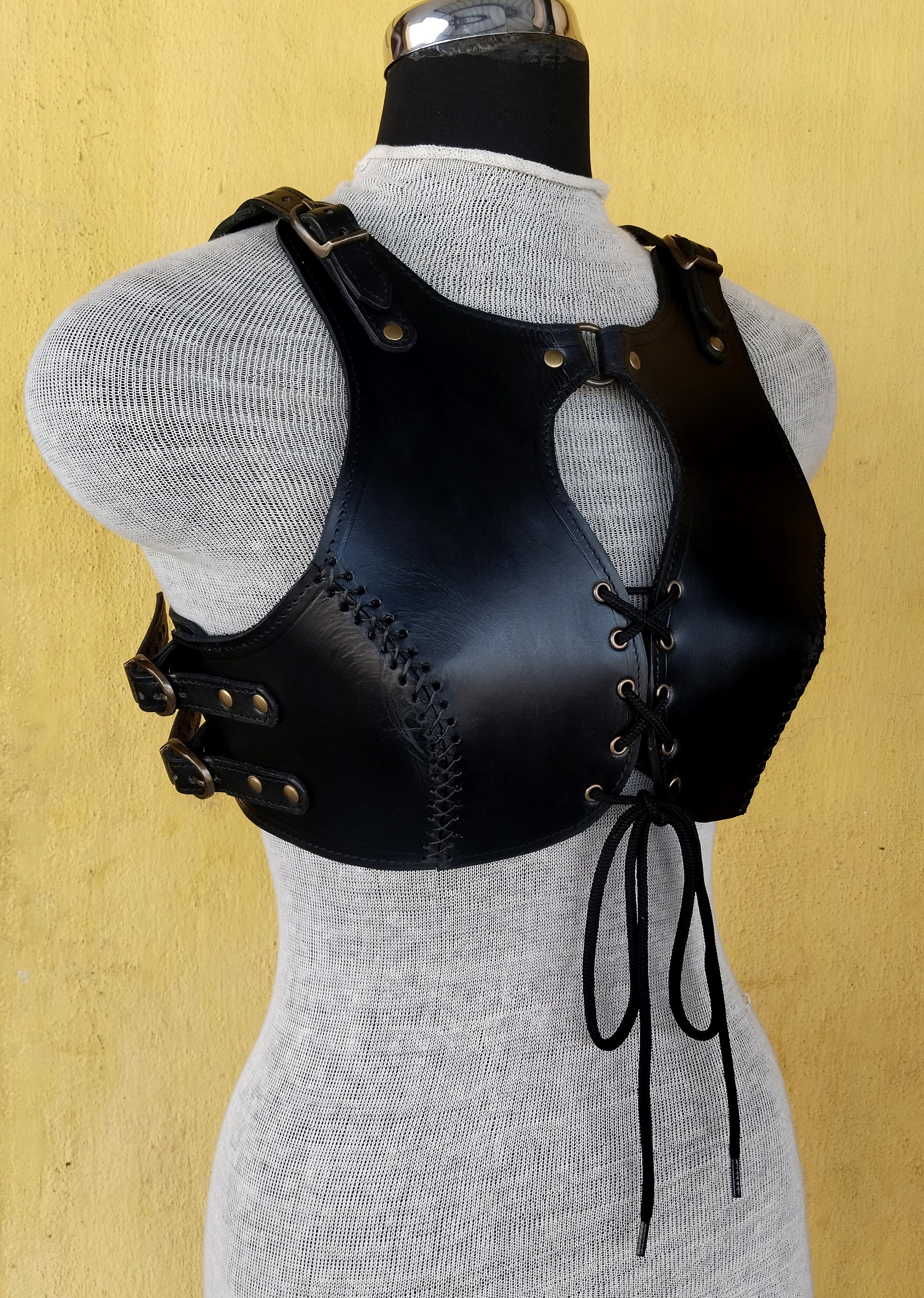 Shieldmaiden Warrior Armor, Black Leather Female Viking Chest-plate LARP Cosplay Medieval - Etsy