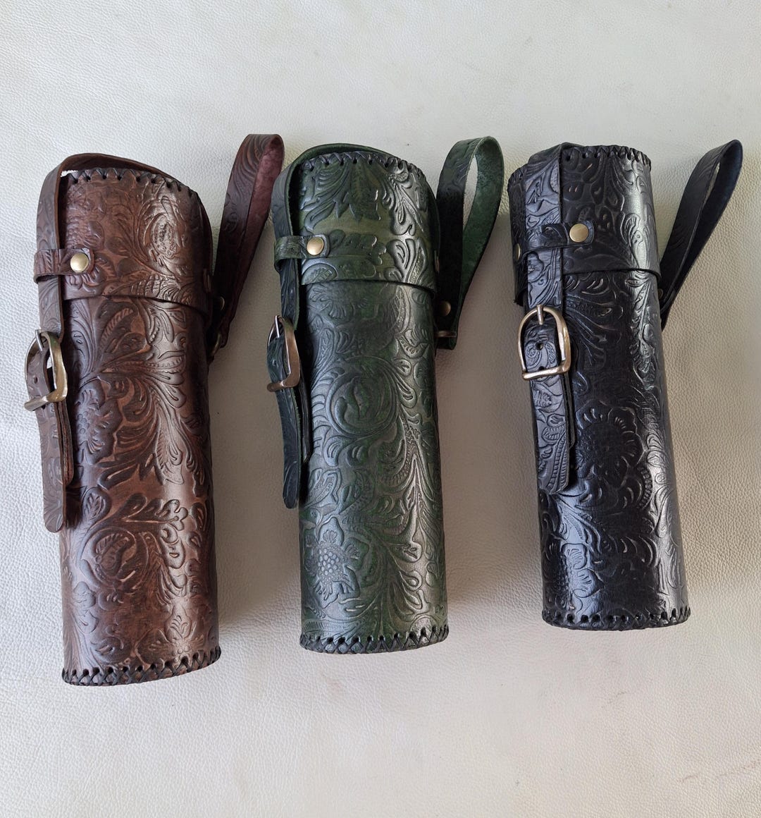 Ornated Leather Scroll Case: Medieval, Viking, LARP Cosplay Document ...