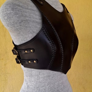 Warrior Armor, Black Leather Female Viking Chest-plate LARP Cosplay ...