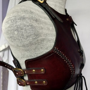 Shieldmaiden Warrior Armor, Antique Brown Leather Female Viking Chest ...