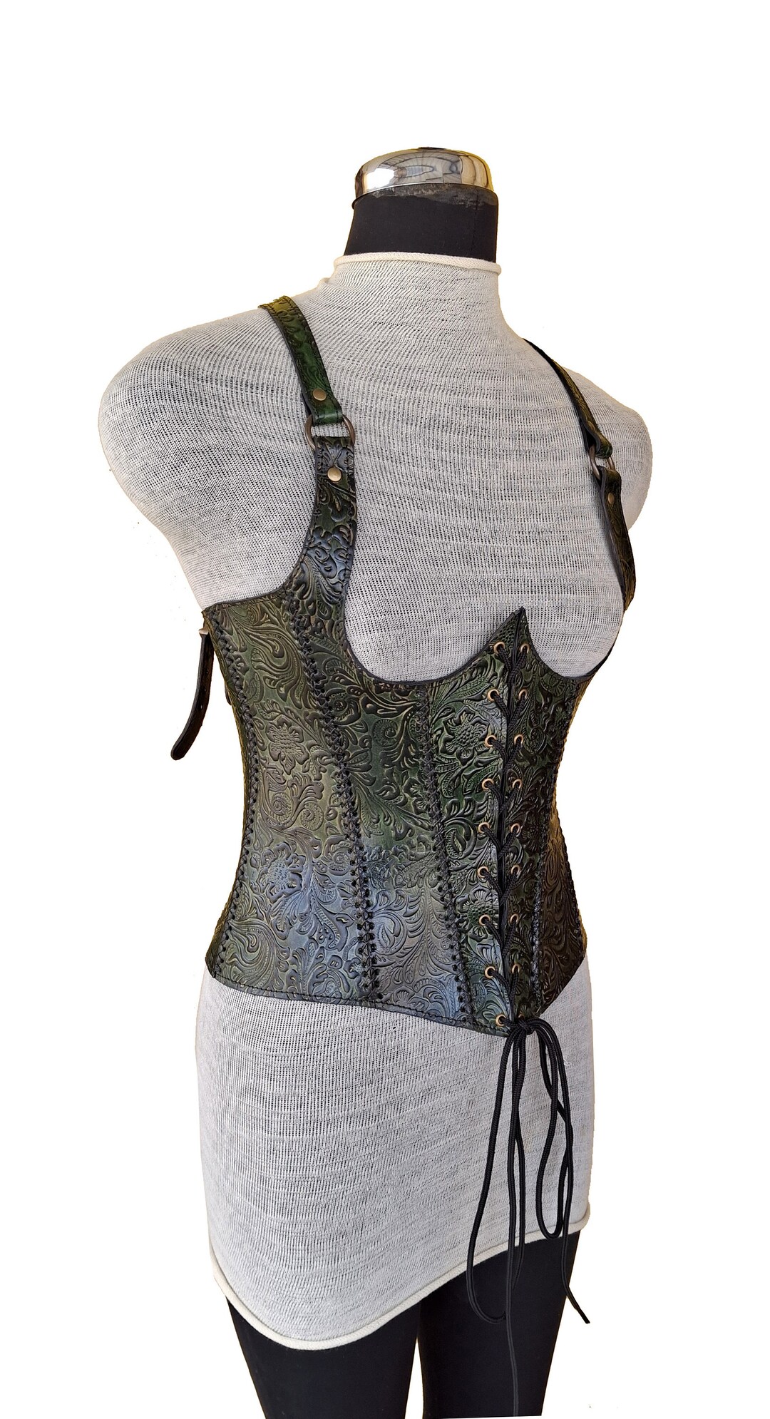 Embossed Floral Design Viking, Gothic-steampunk-medieval Leather Under ...