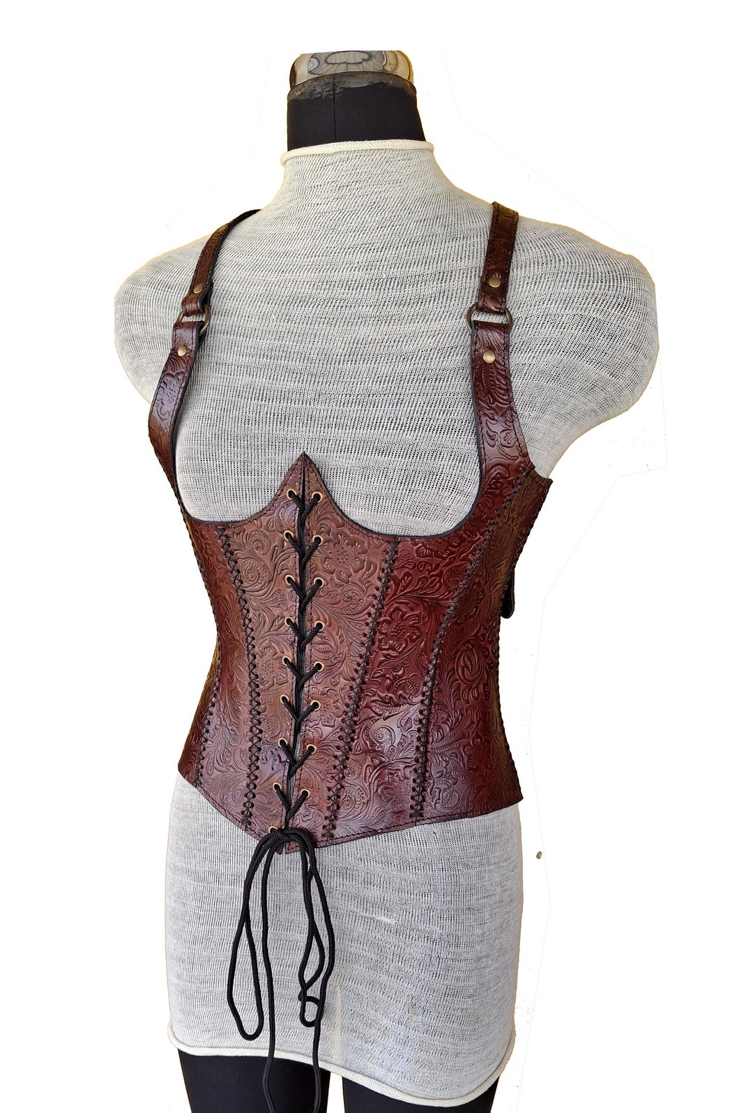 Embossed Floral Design Viking, Gothic-steampunk-medieval Leather Under ...