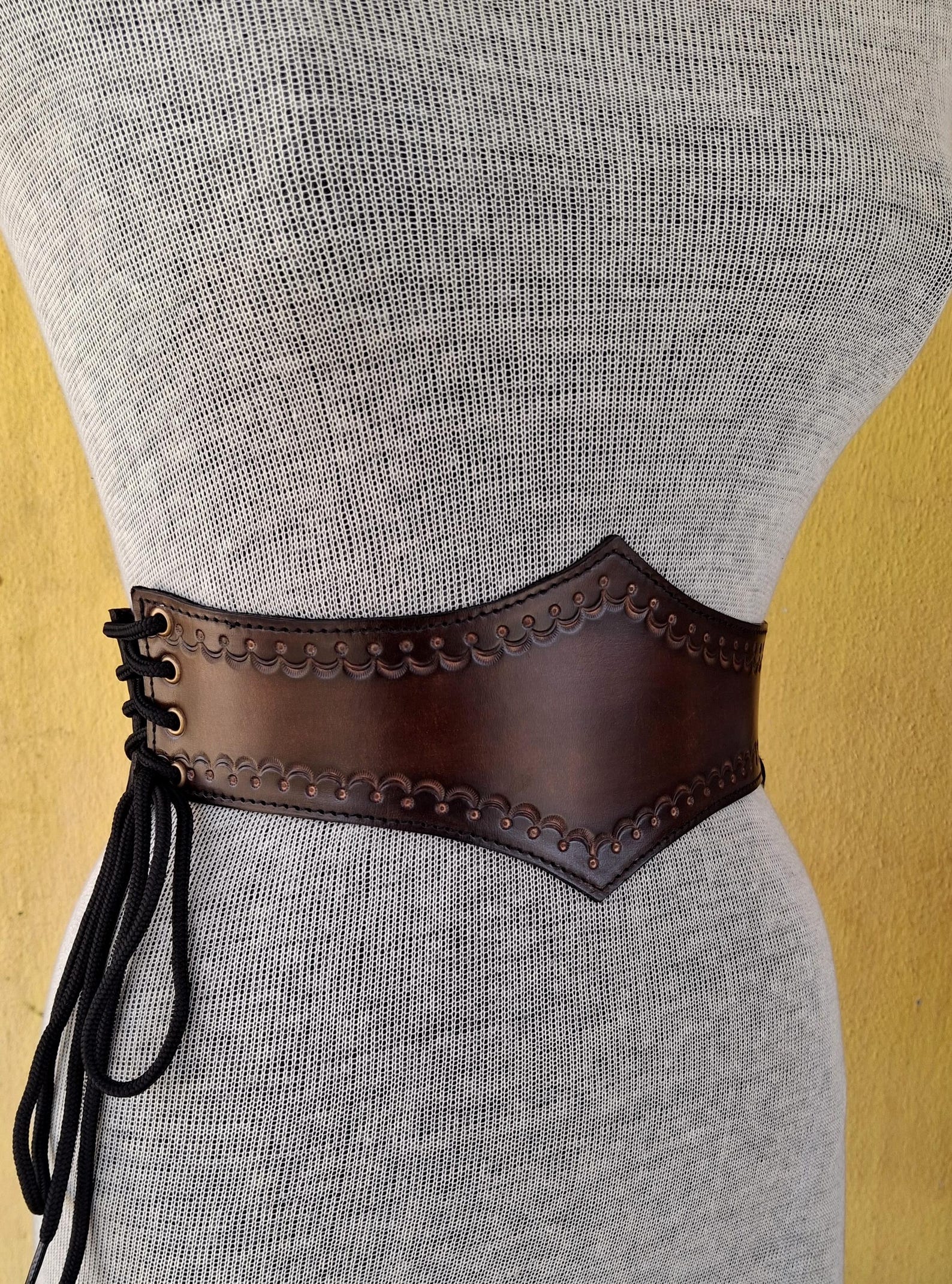 Handmade Tooled Leather Medieval Corset Belt: Viking LARP Waist Cincher ...