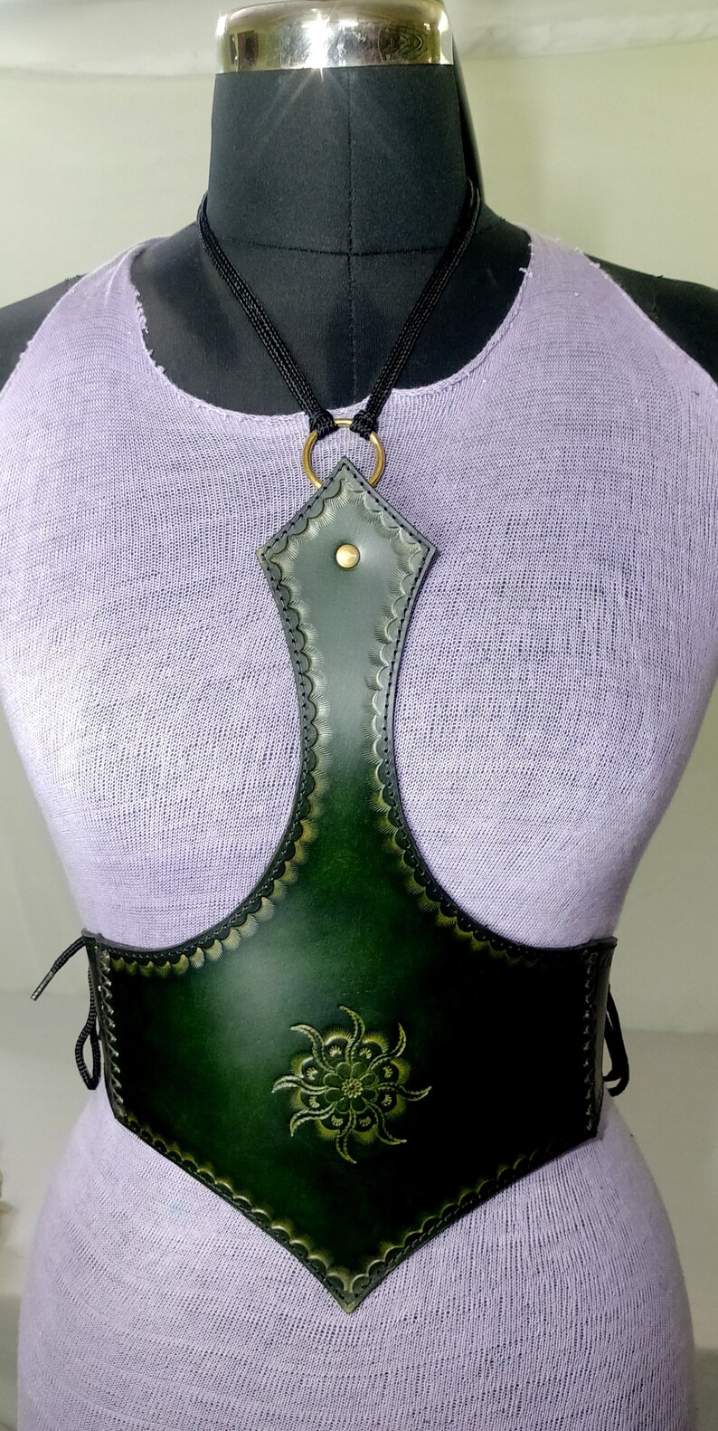 Green Medieval Leather Corset Handmade Medieval Leather - Etsy