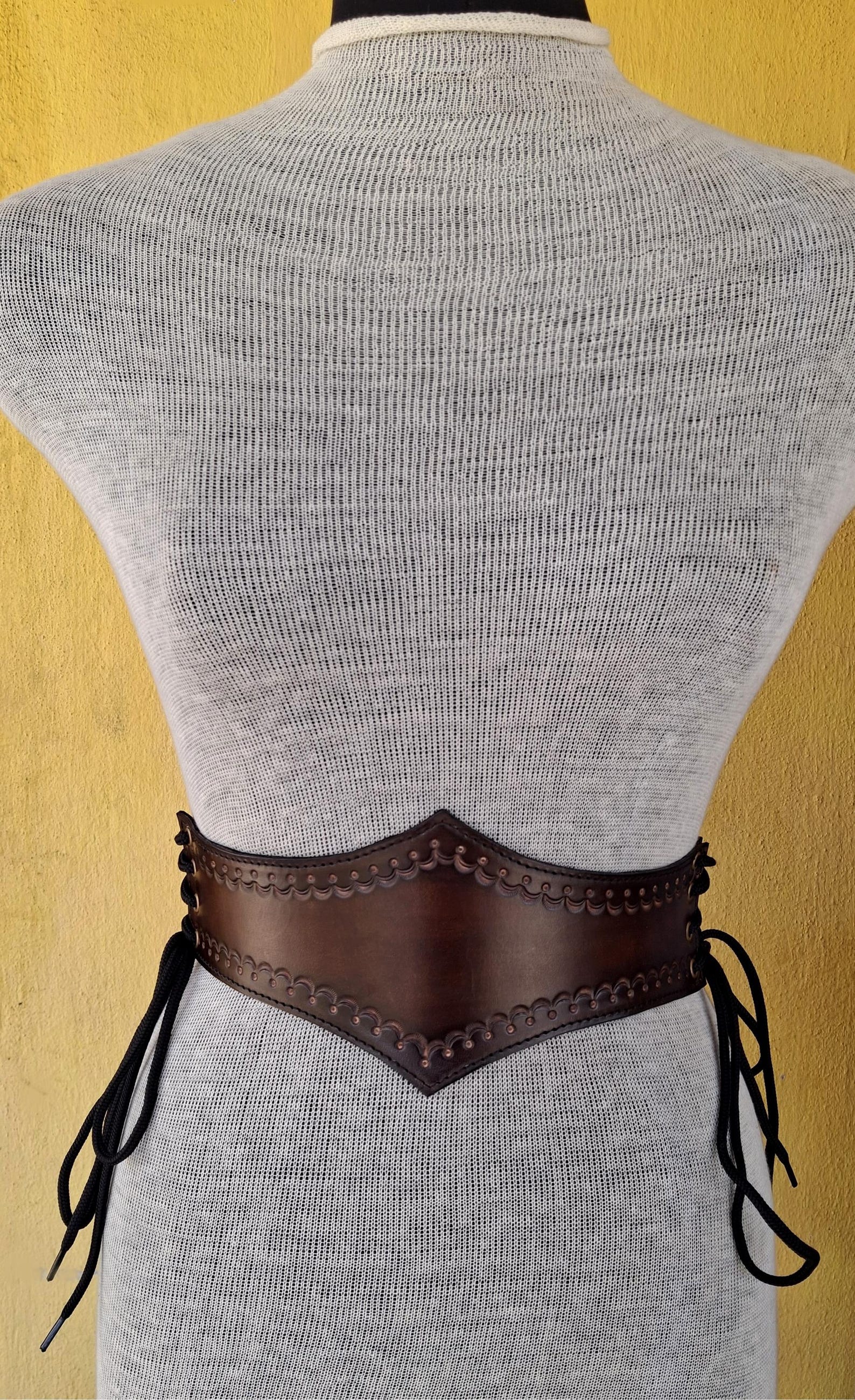 Handmade Tooled Leather Medieval Corset Belt: Viking LARP Waist Cincher ...