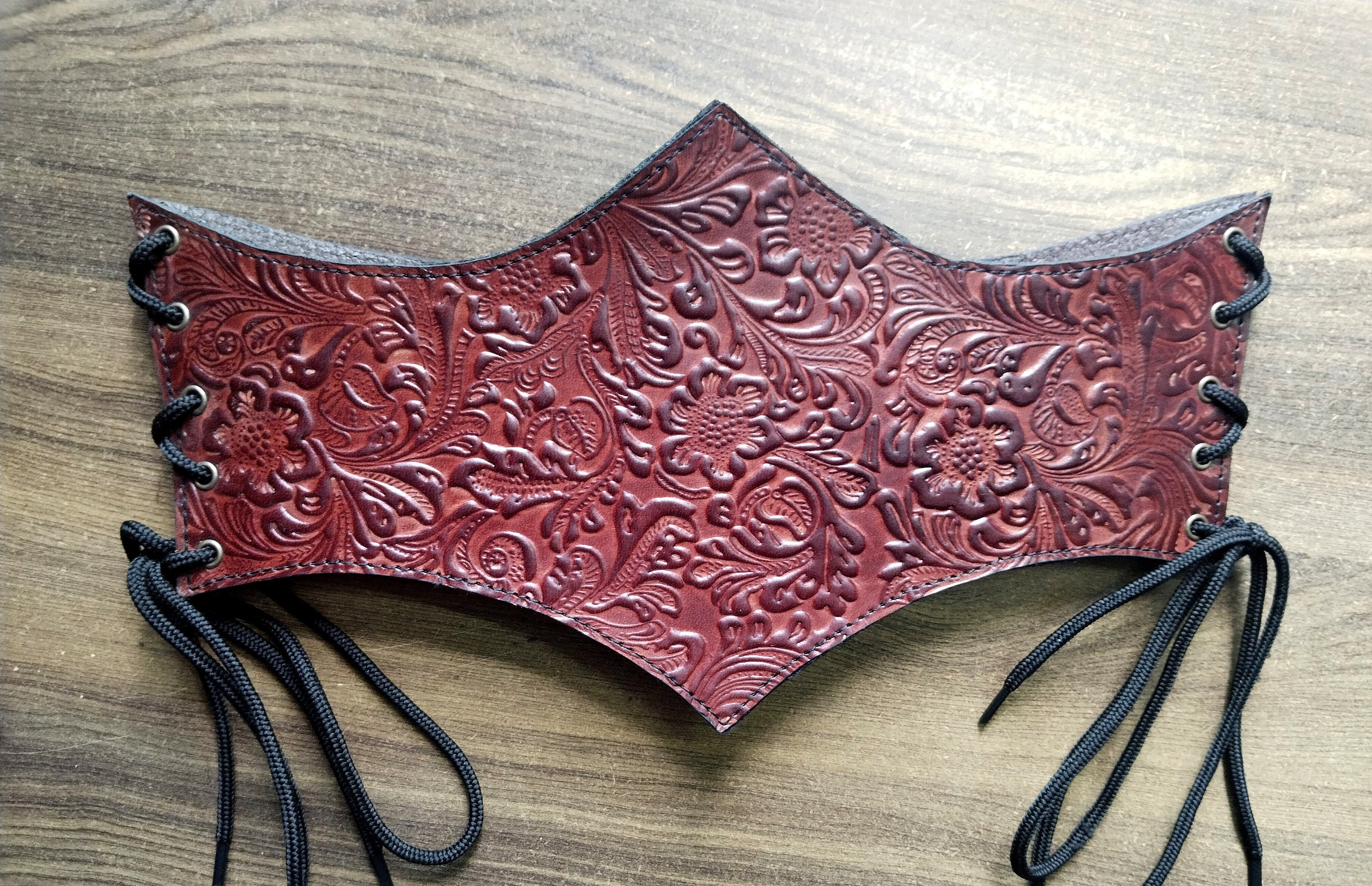 Embossed Leather Corset Belt: Handmade Viking LARP Waist Cincher - Etsy