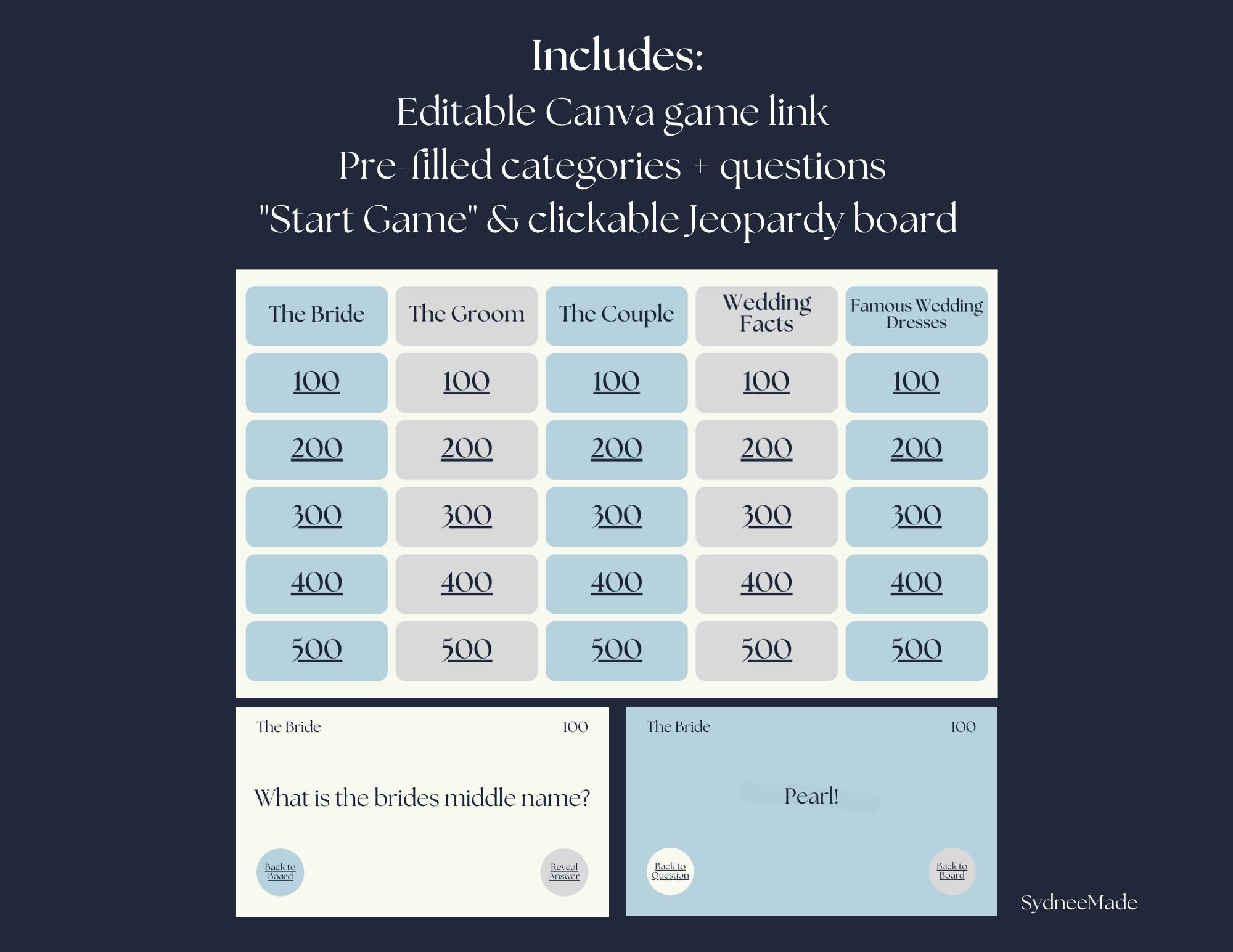 Editable Bachelorette Jeopardy Game | Canva Template | Fun Party Game ...