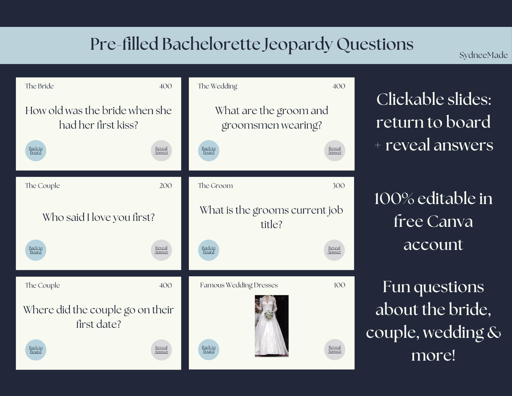 Editable Bachelorette Jeopardy Game | Canva Template | Fun Party Game ...