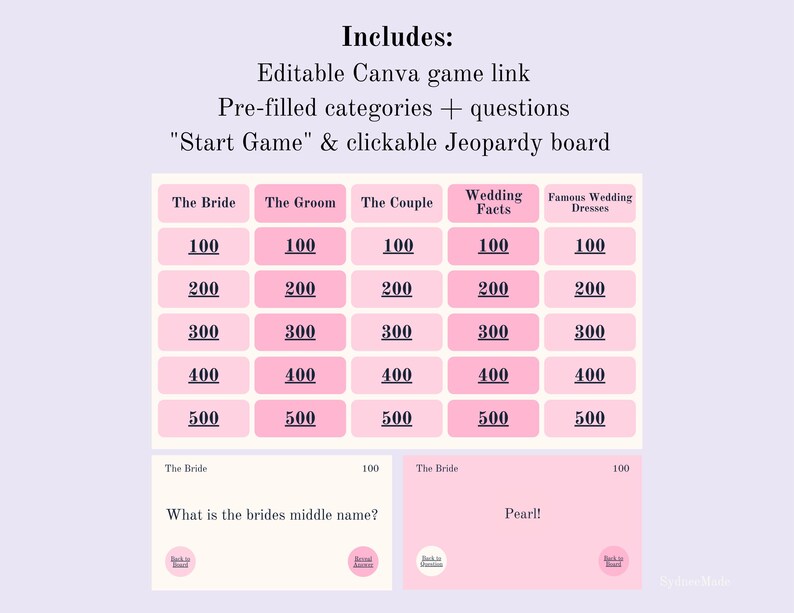 Editable Bachelorette Jeopardy Game | Pink Bridal Shower Party Game ...