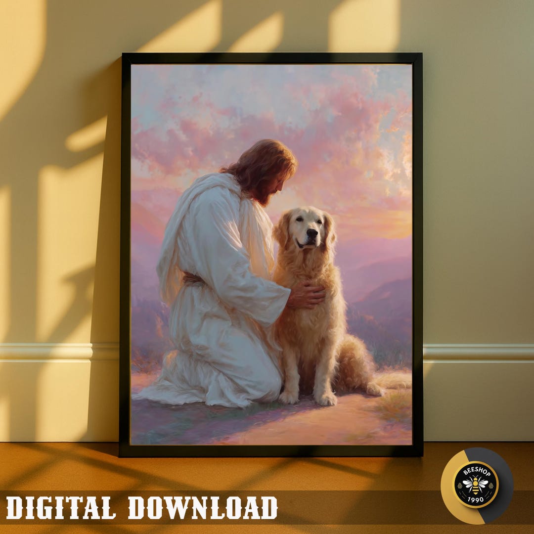Jesus With Dog Print: Christian Pet Memorial Art (digital Download) - Etsy