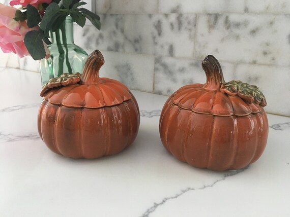 Ceramic Hand Painted Pumpkins With Lids Set of 2 - Etsy